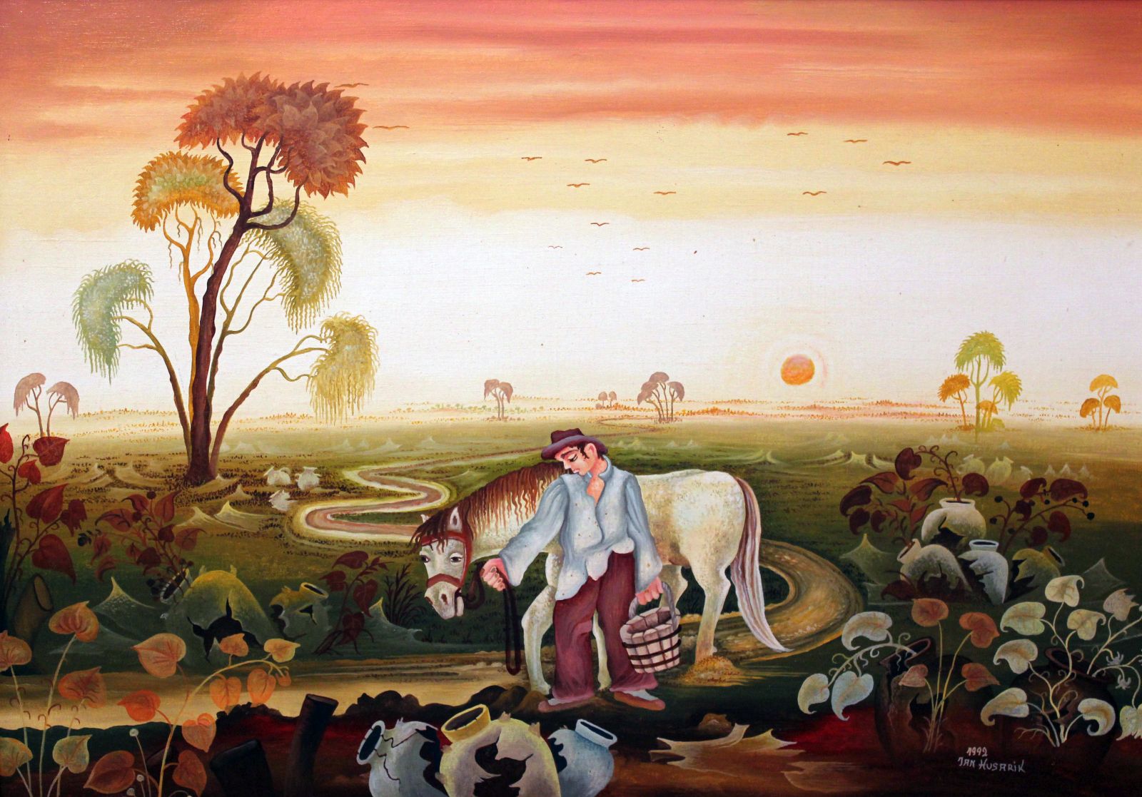 Jan Husarik - Jednorogi konj 110x90-B1.JPG | Naive Art Kovačica