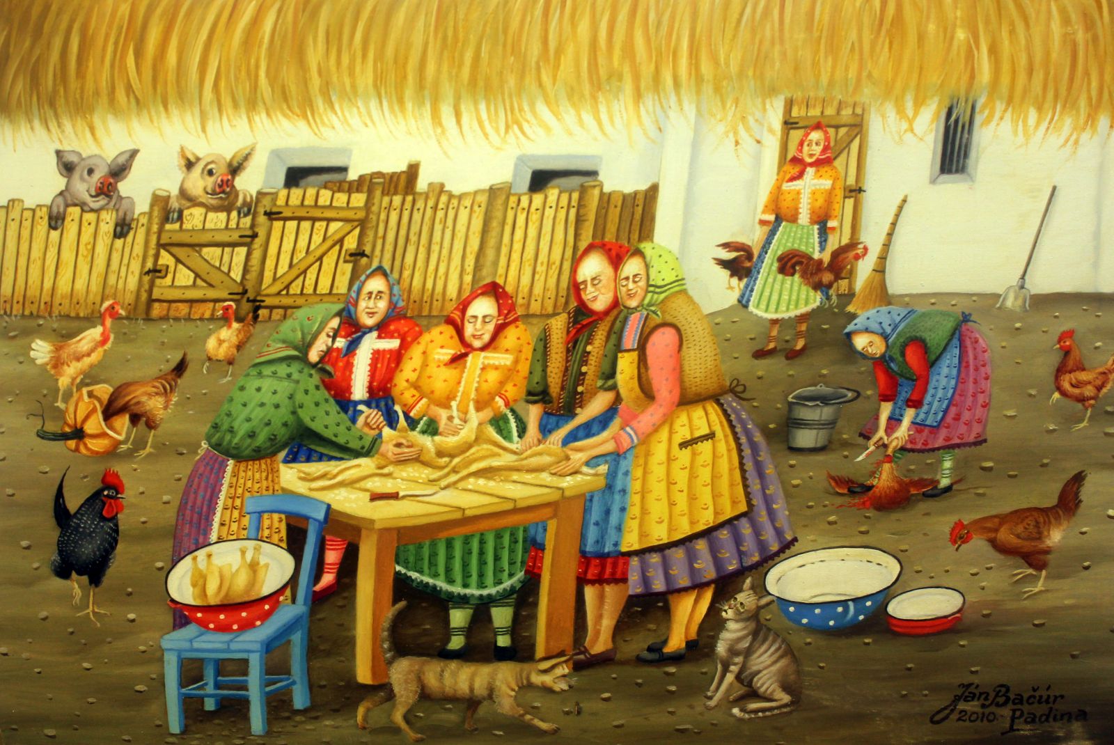Jan Bačur - 1737.Prevoz Bundeva 40x60cm.2005..JPG | Naive Art Kovačica