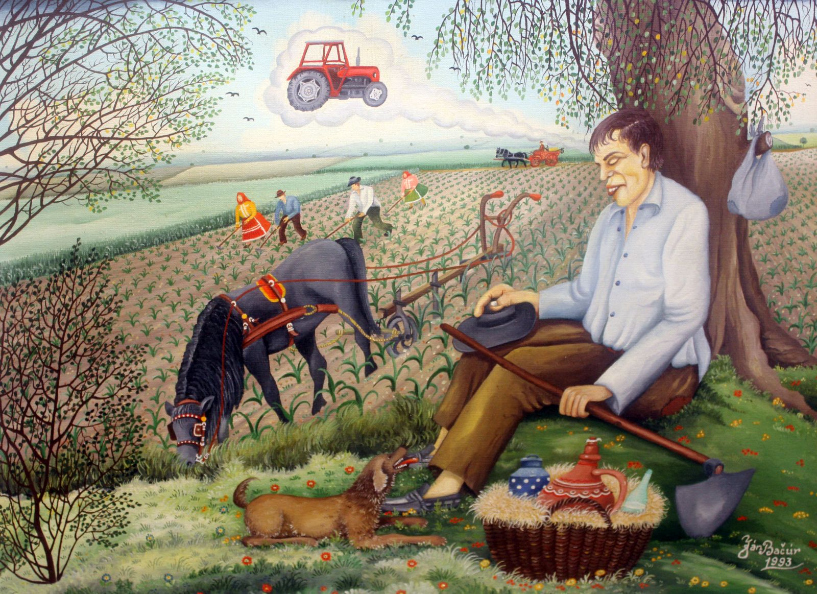 Jan Bačur - 1737.Prevoz Bundeva 40x60cm.2005..JPG | Naive Art Kovačica