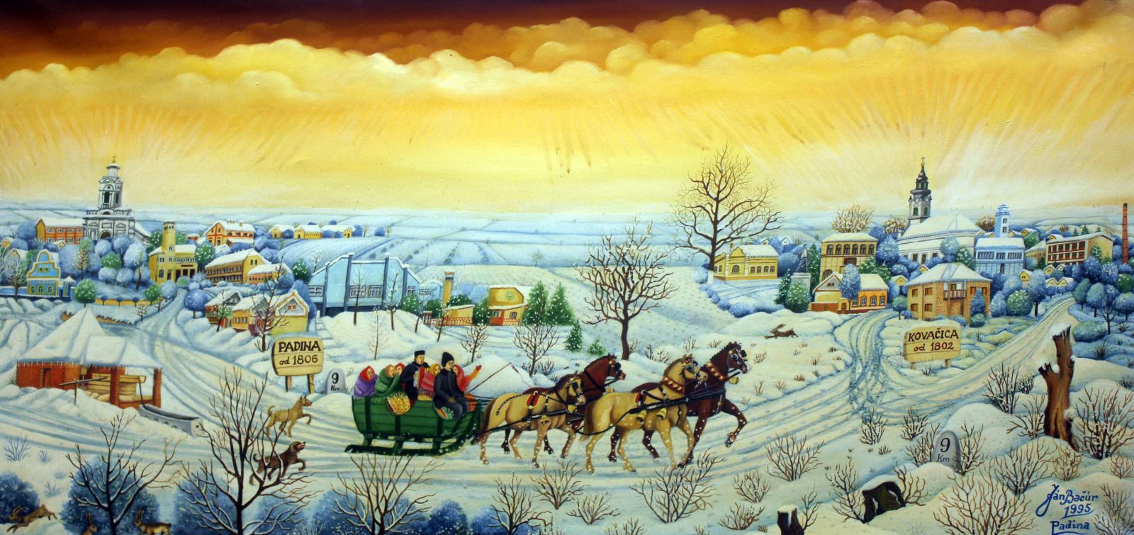 Jan Bačur - 1737.Prevoz Bundeva 40x60cm.2005..JPG | Naive Art Kovačica