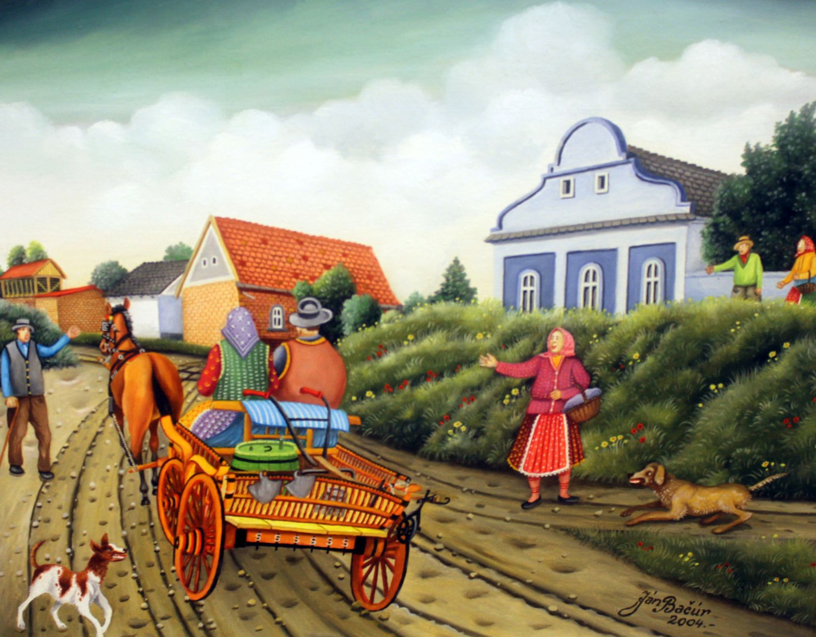 Jan Bačur - 1737.Prevoz Bundeva 40x60cm.2005..JPG | Naive Art Kovačica