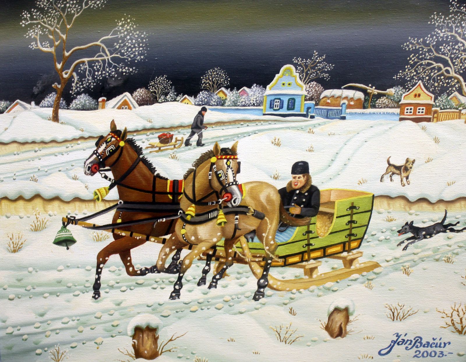 Jan Bačur - 1737.Prevoz Bundeva 40x60cm.2005..JPG | Naive Art Kovačica