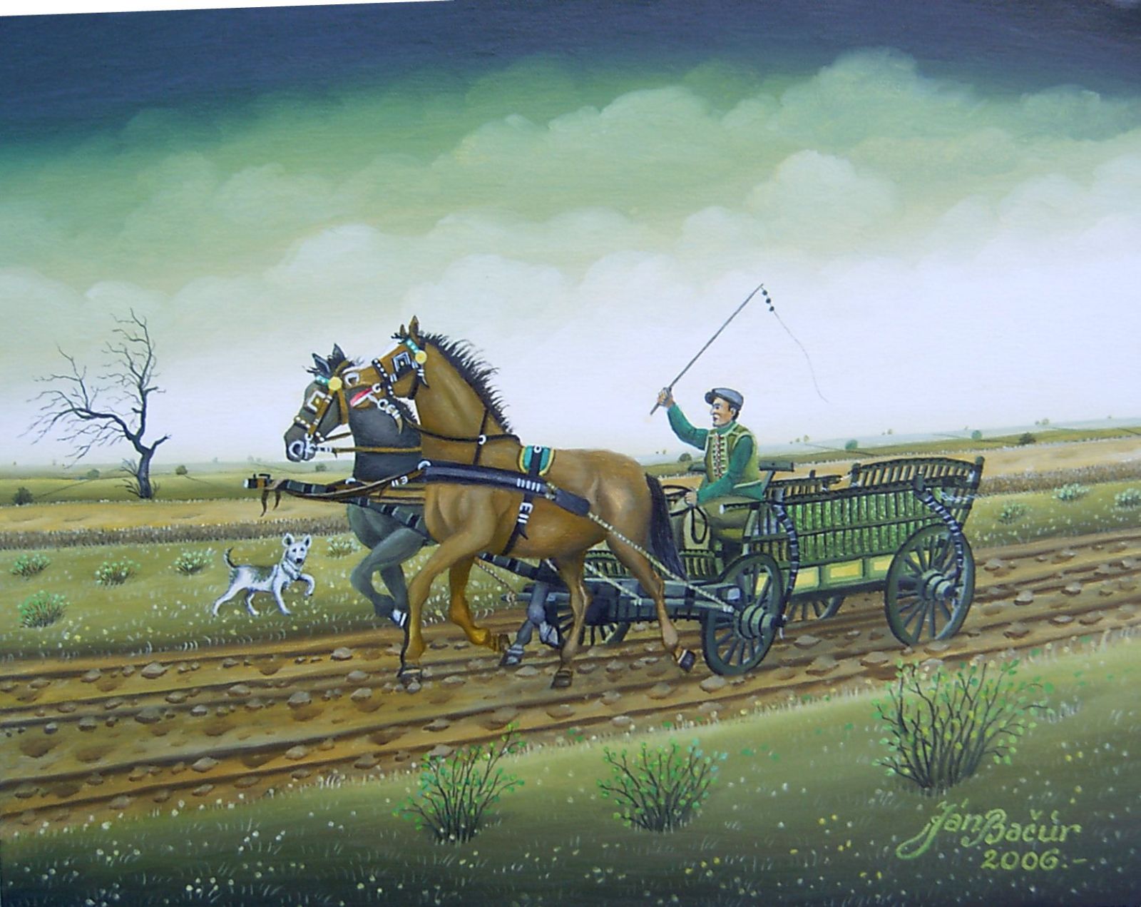Jan Bačur - 1737.Prevoz Bundeva 40x60cm.2005..JPG | Naive Art Kovačica