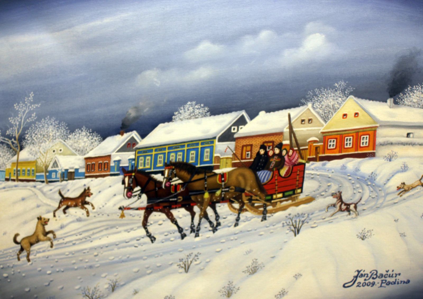 Jan Bačur - 1737.Prevoz Bundeva 40x60cm.2005..JPG | Naive Art Kovačica