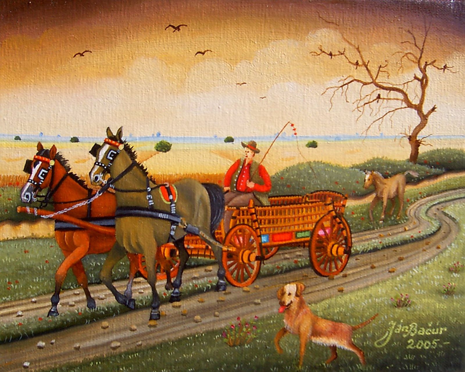 Jan Bačur - 1737.Prevoz Bundeva 40x60cm.2005..JPG | Naive Art Kovačica