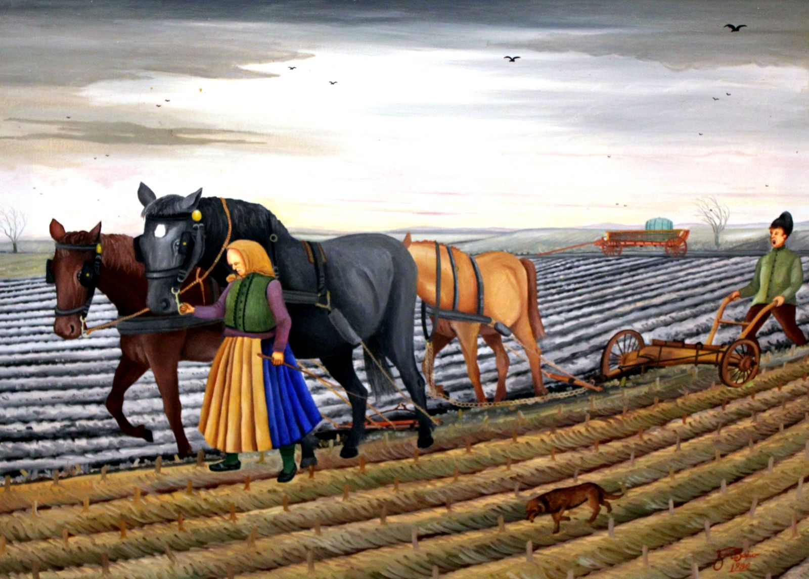 Jan Bačur - 1737.Prevoz Bundeva 40x60cm.2005..JPG | Naive Art Kovačica