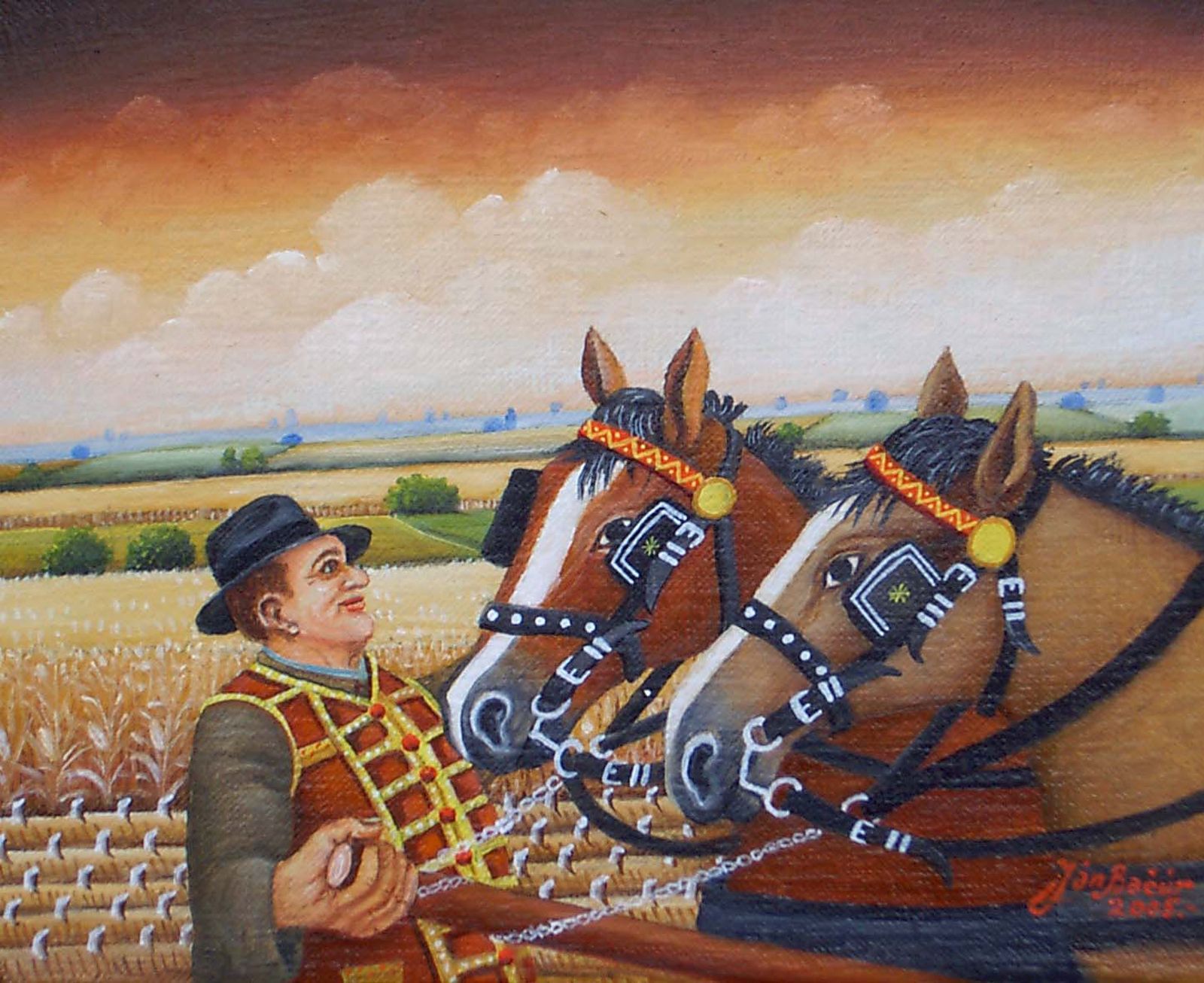 Jan Bačur - 1737.Prevoz Bundeva 40x60cm.2005..JPG | Naive Art Kovačica