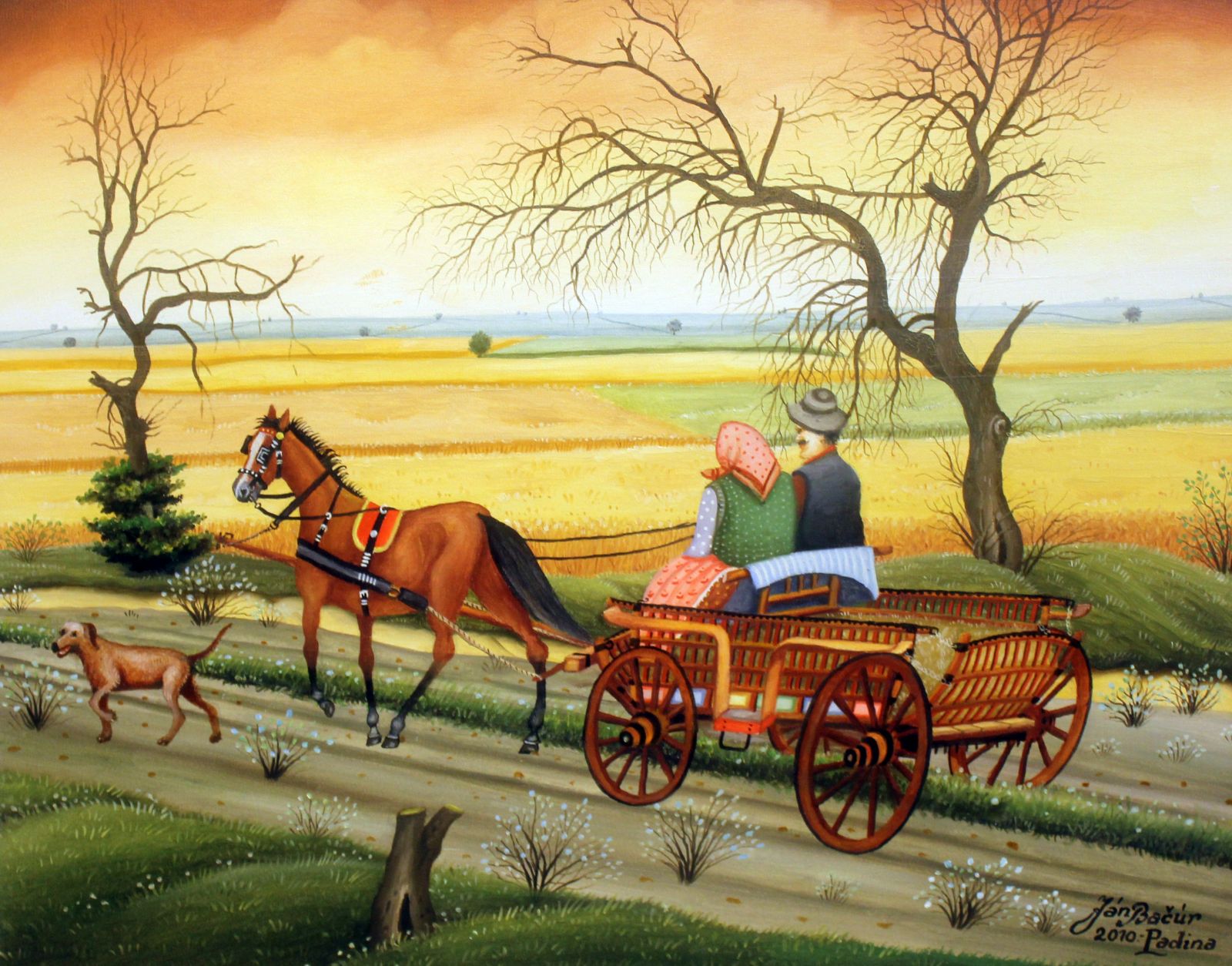 Jan Bačur - 1737.Prevoz Bundeva 40x60cm.2005..JPG | Naive Art Kovačica