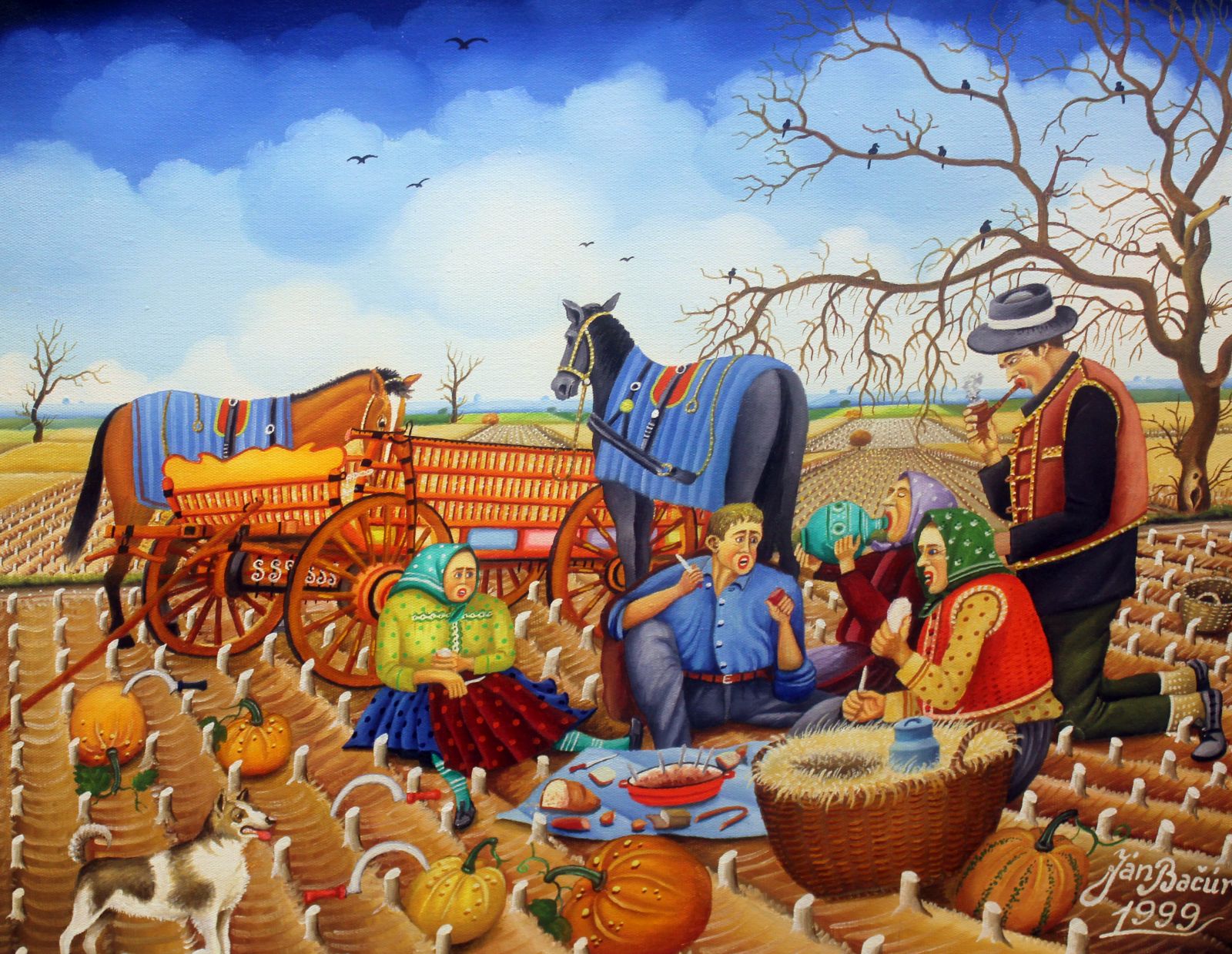 Jan Bačur - 1737.Prevoz Bundeva 40x60cm.2005..JPG | Naive Art Kovačica