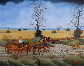Jan Bačur - 1737.Prevoz Bundeva 40x60cm.2005..JPG | Naive Art Kovačica